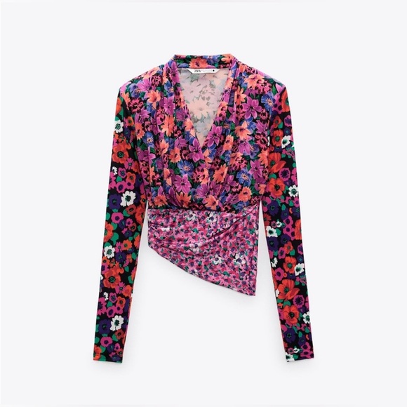 Zara | Tops | Nwt Zara Printed Floral Shoulderpad Blouse | Poshmark
